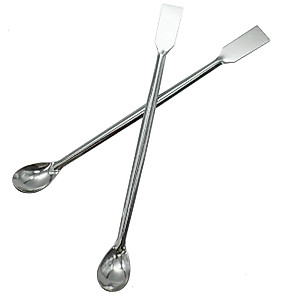 TIHOOD 10PCS 2 in 1 Stainless Steel Lab Spoon Spatula/Laboratory Sampling Spoon Mixing Spatula