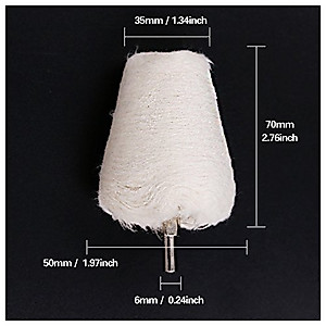 Swpeet 5 Pcs Cone-Shaped White Flannelette Polishing Wheel Grinding Head with 1/4"Handle for Metal Aluminum/Stainless Steel/Chrome/Jewelry/Wood/Plastic/Ceramic/Glass