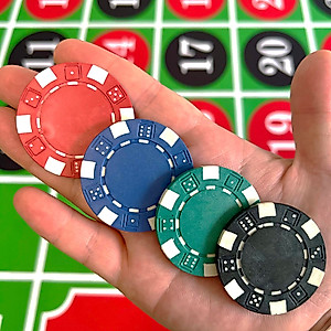 SEETOOOGAMES 200 Pieces 11.5g Clay Composite Dice Striped Casino Poker Chips- 4 Colors (red, Green, Black and Blue)