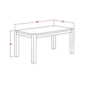 East West Furniture Dining CN6-07-T Wood Kitchen Table Rectangular Tabletop and 60 x 36 x 30-Distressed Jacobean Finish