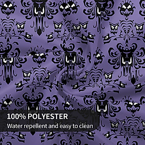 TEDISMC Haunted Mansion Round Tablecloth 60 Inch Washable Polyester Table Cloth Water Resistant Spill Proof Table Cover Mat for Dining Kitchen Home Party Wedding Decoration, Black, One Size