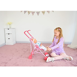 KOOKAMUNGA KIDS Baby Doll Stroller – Umbrella Stroller for Dolls - Foldable & Lightweight Baby Stroller for Dolls - Play Stroller w/ Sturdy Steel Frame - Ideal for Baby Dolls up to 18" - Pink Unicorn