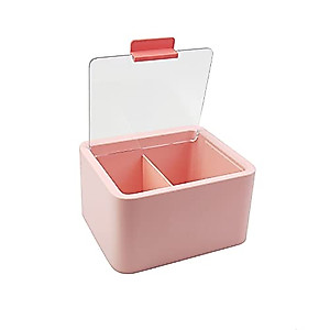 HZLHZYY Plastic Qtip Storage Box 2 Slot Cotton Swab Dispenser Box Qtip Holder Jar Cotton Swab Ball Qtips Storage Container Makeup Sponge Organizer Box with Lid for Bathroom Home Office Storage