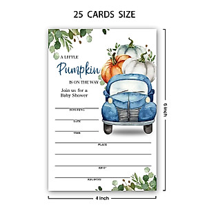 Yuansail Baby Shower Invitation Set, Fill In Invites Cards, Books for Baby, Diaper Raffle, Thank You, Pumpkin, Each Design 25 Cards & Envelopes (Total 100 Cards) – (bb008-taozhuang)