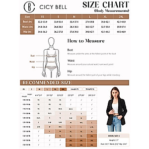 Cicy Bell Womens Casual Blazers Open Front Long Sleeve Work Office Suit Jackets Blazer White