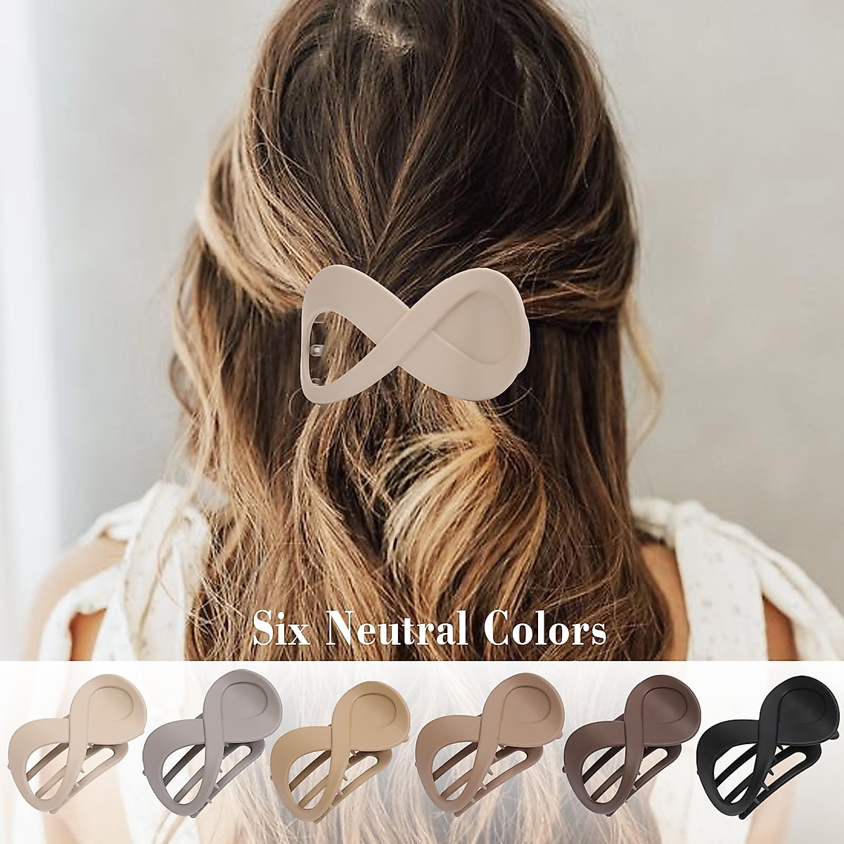 6 Packs Flat Hair Clips, French Concord Hair Clips, Lay Down Claw Clips for Women Girls, Medium Banana Hair Clips for Thin Short Hair, 3.35 Inch Strong Hold Hair Barrettes for Styling Sectioning