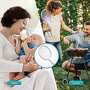 YISSVIC Electric Fly Swatter 4000V Bug Zapper Racket Dual Modes Mosquito Killer with Purple Mosquito Light Rechargeable for Indoor Home Office Backyard Patio Camping