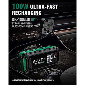 SOLVTIN 224Wh Portable Power Station with 2500A Jump Starter, Lithium Battery Backup with 120W AC Outlet, PD100W USB-C Bilateral Port, LED Light, Power Bank for Camping Home Office (Traveler 240)