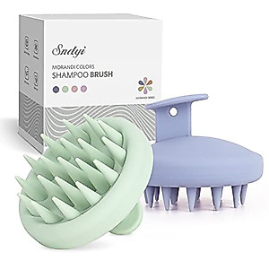 Sndyi 2Ps Silicone Scalp Massager Shampoo Brush, Hair Scrubber with Soft Silicone Bristles, Scalp Scrubber/Exfoliator for Dandruff Removal, Wet Dry Scalp Brush for Hair Growth & Scalp Care