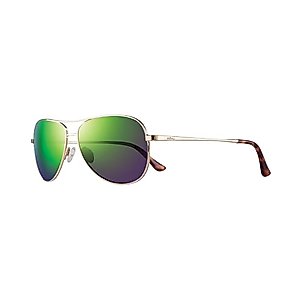 Revo Sunglasses Relay Petite: Women's Polarized Lens with Small Metal Aviator Frame, Gold Frame with Evergreen Lens