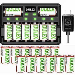 Arlo Batteries Rechargeable 123A and Charger 20 Pack [ ICR17335 NiMH Battery Replace 3V CR123A Batteries ] for Arlo Cameras, Alarm System, LED Flashlight