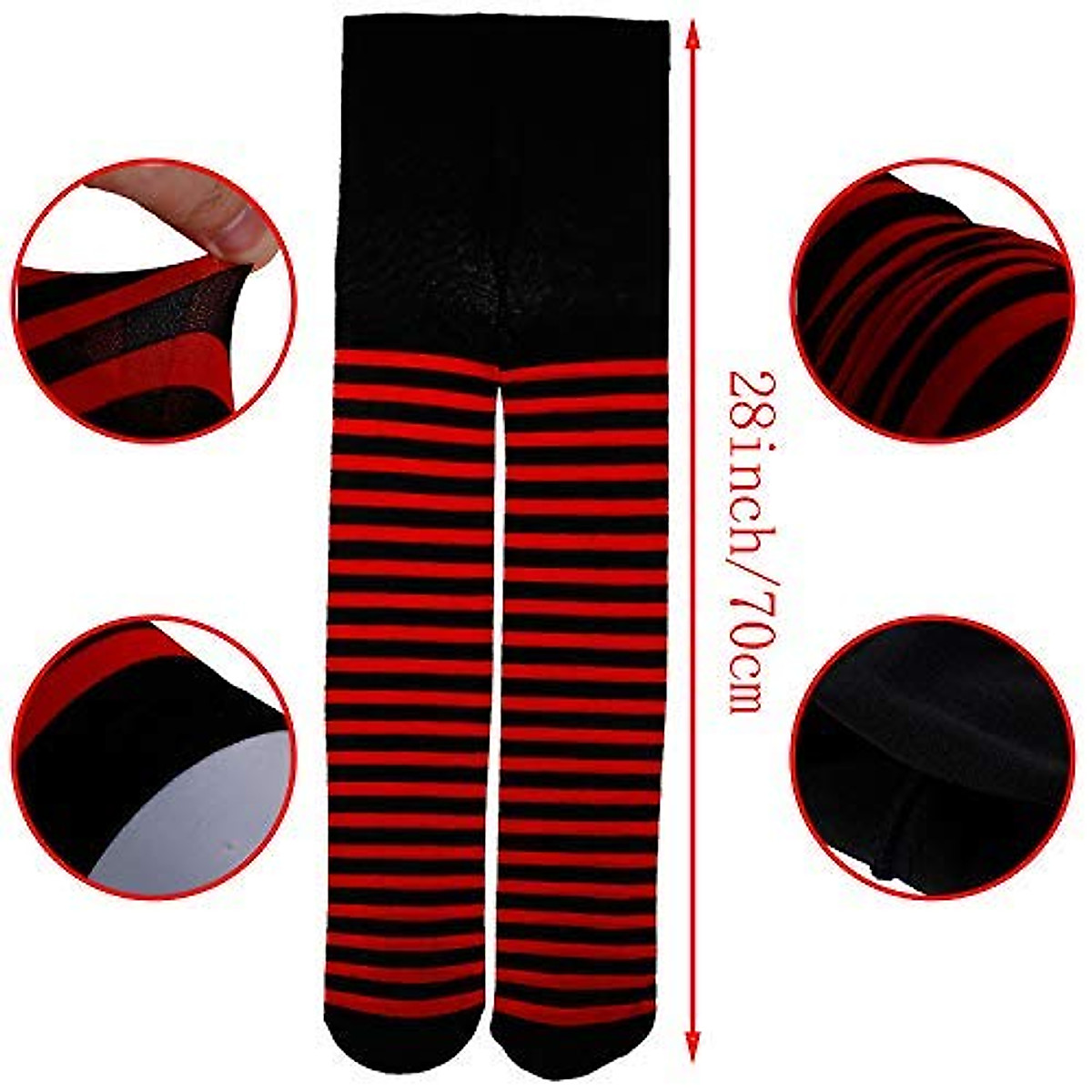 Omigga 4 Pairs Children's Tights Full Striped Tights Thigh High Cosplay Costume Socks for Girl Kids Halloween Christmas Costume Accessory Multicolored