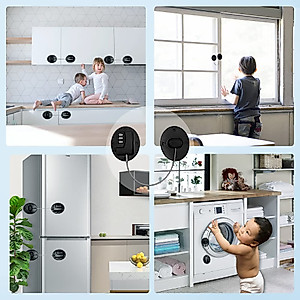 Fridge Lock AOSITE Refrigerator Lock Combination Black Combo Fridge Locks with Code for Adults 2 Pcs Refrigerator Lock for Children Adhesive Freezer Door Lock Child Safe Refrigerator Lock for Kids