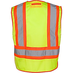 High Visibility Safety Vest – ANSI Class 2 Breakaway Vest with 5 Pockets, Yellow with Adjustable Hook and Loop Closure, Hi Vis Breathable Mesh, Heavy Duty Work Wear for Men or Women, 3 Pack (XL/XXL
