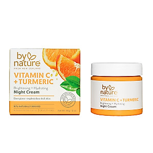 By Nature Brightening Night Cream With Vitamin C and Turmeric - Rich and Hydrating Night Face Cream to Restore Your Natural Glow and Energize Tired Skin - 2 oz