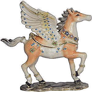 MIXDOM Flying Horse Trinket Box Jewelry Box Hand Painted Decorative Box with Hinged Lid Ring Earring Holder AnimalFigurine Collectible