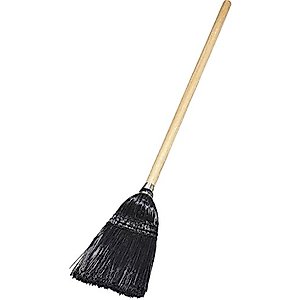 Carlisle FoodService Products 4168303 Synthetic Corn Toy/Lobby Broom with Wood Handle, Polypropylene Bristles, 40" Overall Length, Black (Case of 12)