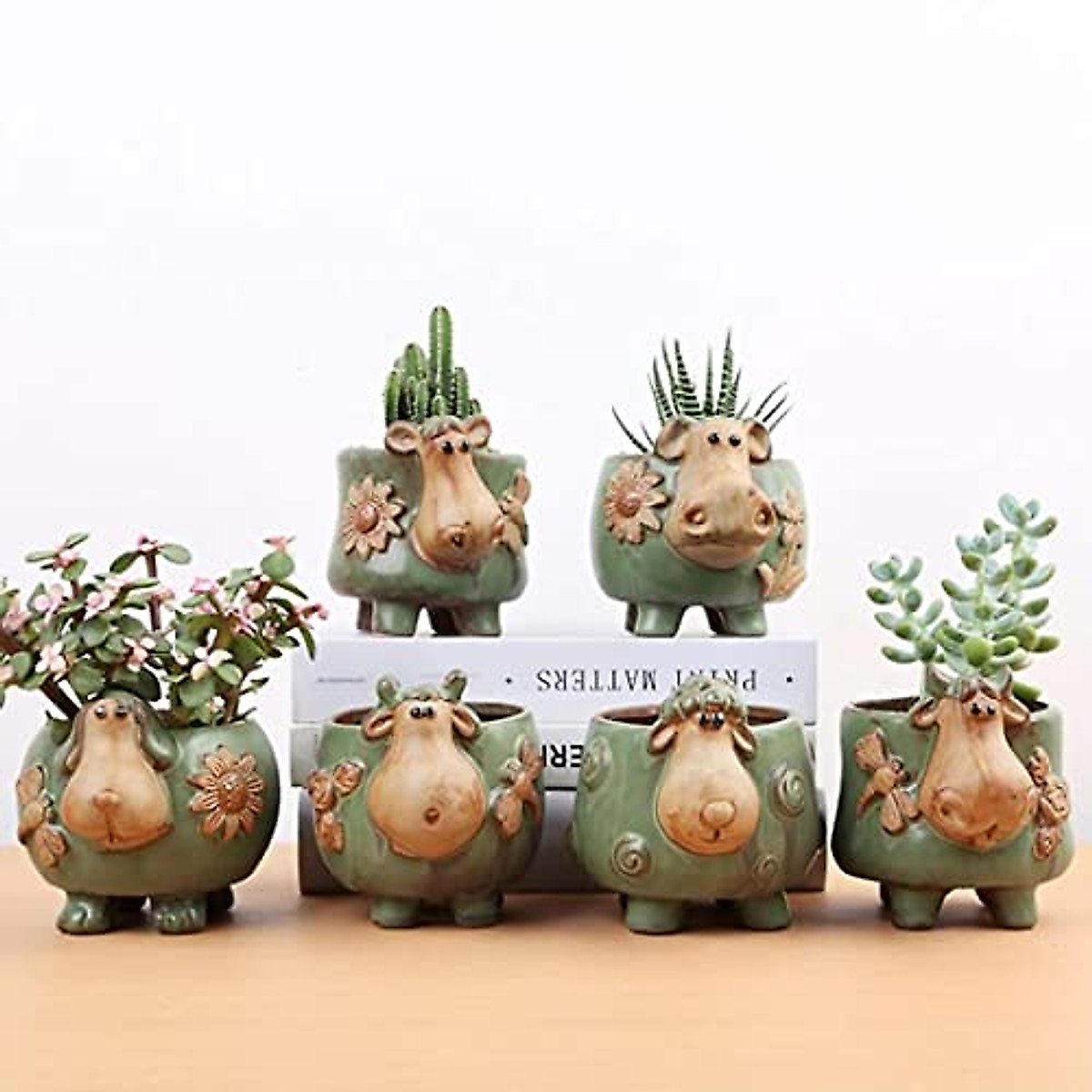 Small Succulent Pots,Succulent Garden Planters,Handicraft Creative Flower Decoration Ornaments,Cute Donkey Ceramic Flower Succulent Pot with Drainage,Suitable for Flower Shops,Home Life,Cafes