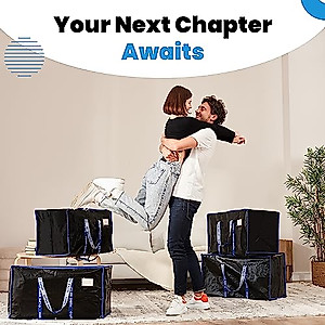 Clothing Storage Bags with Zipper - 4 Pack of Heavy Duty Moving Bags Extra Large - Dorm Storage Moving Tote Bag - Packing Bags for Moving Dorm Room Essentials, Pillows, Bedding & Blankets