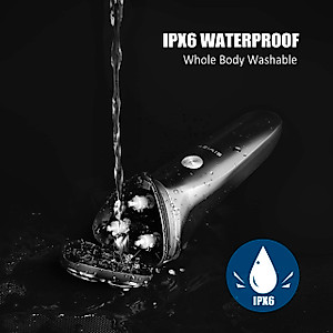 Electric Razor for Men, 4D Cordless Head Shaver, SIWIEY Rechargable Wet and Dry Mens Razors, Rotary Shaver with Pop-up Trimmer, IPX6 Waterproof, LED Display, 8000 RPM