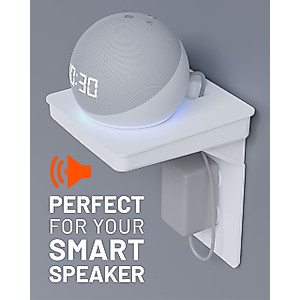 ECHOGEAR Outlet Shelf for Standard Outlets - Next-Gen Design with Built in-Cord Storage & Room for Bulky Plugs - Quick Install with Included Hardware