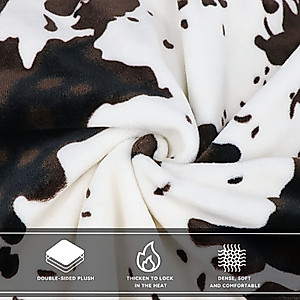 Flannel Fleece Cow Print Blanket King Size, Super Soft Cozy Plush Cow Blankets, Lightweight Microfiber Cow Print Throw Blanket for Couch Sofa Bed 90"x108"