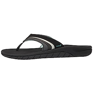 Reef Women's Sandals, Girls Slap 3, Black/Black/Aqua, 5