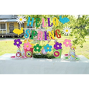 Hello Spring Banner, Spring Banner Garland, Spring Decorations for the Home, Spring Easter Theme Party Decorations, Spring Flower Banner Garland, Indoor Outdoor Mantel Fireplace Hanging Decor