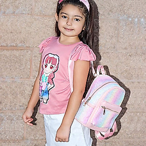 mibasies Mini Backpack for Girls Kids Rainbow Purse