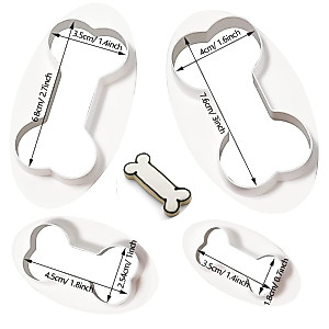 Dog Bone Cookie Cutters, Bone Shape Cookie Cutters 4 Pcs/Set, Dog Treats Cookie Cutter, Homemade Dog Biscuit Treats Cutters Plastic Different Sizes Mini Small Medium Big