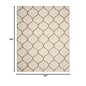 SAFAVIEH Hudson Shag Collection Area Rug - 10' x 14', Ivory & Beige, Moroccan Ogee Trellis Design, Non-Shedding & Easy Care, 2-inch Thick Ideal for High Traffic Areas in Living Room, Bedroom (SGH280D)