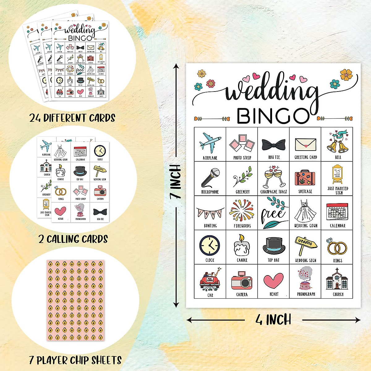 RLCNOT Wedding Party Bingo Game, 24 Players Bingo Game, for Bridal Shower Wedding Shower, Engagement Bachelorette Party, Reception Activity Supplies - 001