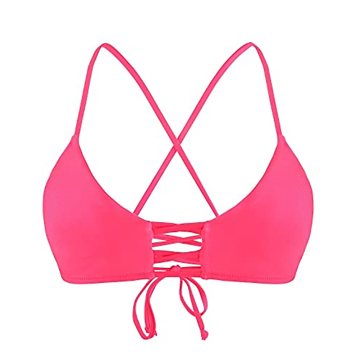 RELLECIGA Women's Watermelon Red Strappy Longline Triangle Bikini Top Size X-Large