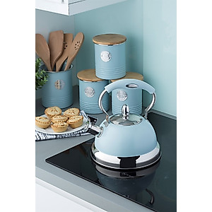 Typhoon Living Airtight Tea Storage Canister with Bamboo Lid, 1 Litre, Blue