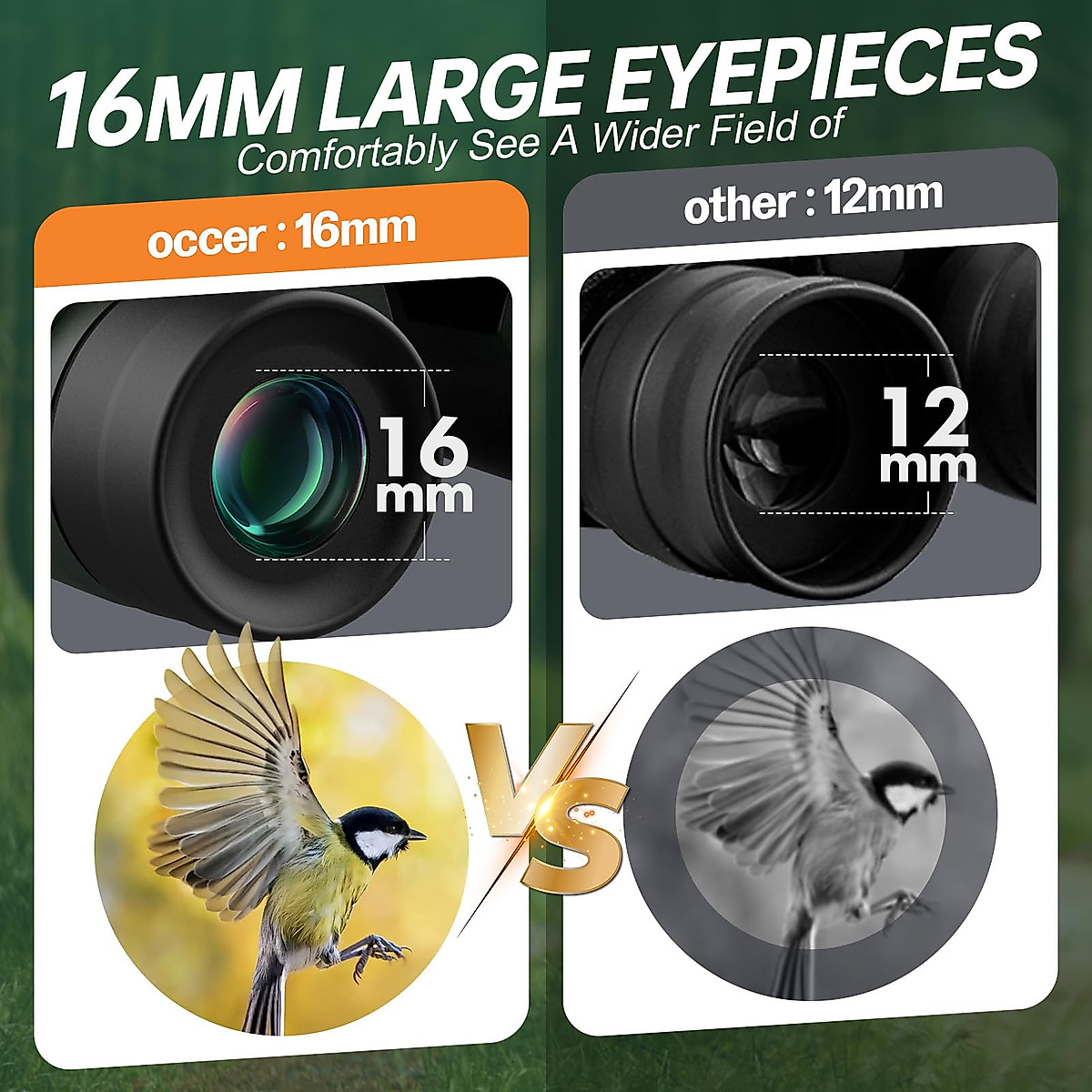 15x30 Compact Binoculars for Adults and Kids - Occer Large View High Powered Binoculars for Bird Watching - Lightweight Easy Focus Binocs with Low Light Vision for Hunting Cruise Ship Travel