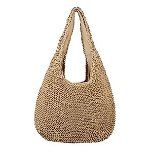 Freie Liebe Straw Tote Bag for Women Large Beach Bag Summer Woven Shoulder Handbags