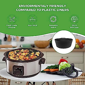 Kitchensilk Silicone Slow Cooker Liner | Fits 6-7QT Crockpots | Reusable & Dishwasher Safe | Ideal for Oval Crock-Pots, Hamilton Beach, Elite Gourmet, Bella & More