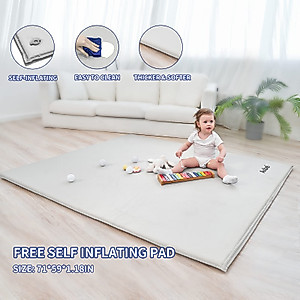 Anbel Baby Playpen with Mat, Extra Large Playyard, Playpen for Babies and Toddlers, Indoor and Outdoor Kids 71x59 Inches Playpen with Breathable Mesh, Blue