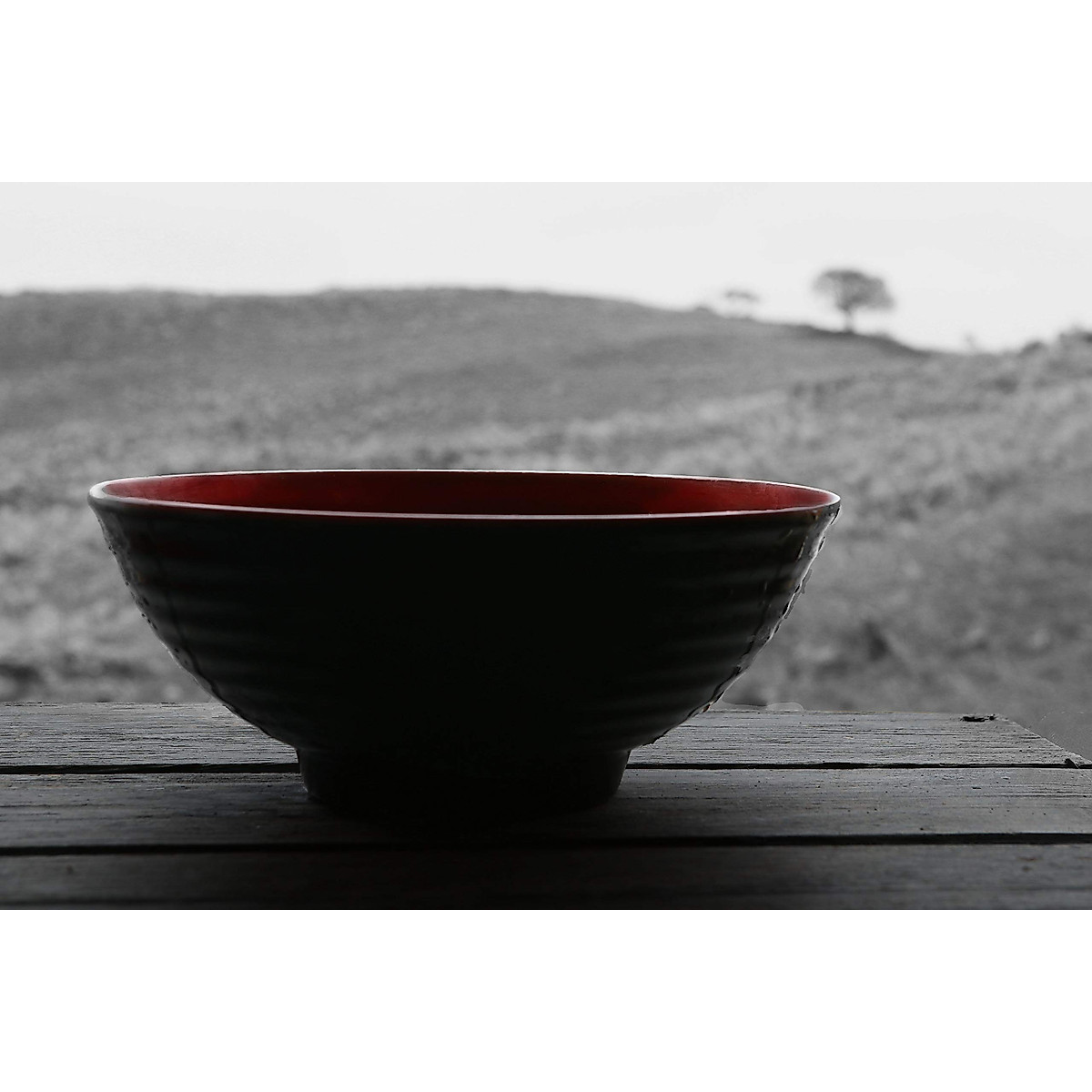 VALLENWOOD 6 Ramen Bowls, 18 pieces Pho set. Red Black Asian Japanese soup. Utensil: Spoons And Chopsticks kit. Melamine. Large 37 oz. Noodles, Rice, Udon, Thai, Chinese, Korean, Wonton, Miso