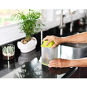 Home-X Set of 2 Pickle Storage Containers, Straining Pickle Jar, Filter Insert, Sieve Food Saver Container, 7 ½” L x 4 ¼” W x 4 ¼” H, Set of 2, Green