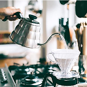 Hario V60 "Buono" Drip Kettle Stovetop Gooseneck Coffee Kettle 1.0L, Stainless Steel,Silver