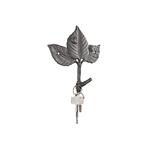 Handcrafted Nautical Decor Cast Iron Birch Tree Leaves Decorative Metal Tree Branch Hooks 6.5"