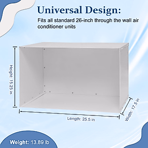 Through The Wall Air Conditioner Sleeve, 26 Inch Wall Sleeve, Wall Sleeve Air Conditioner, Universal Design AC Sleeve Wall Unit, Sturdy PTAC Wall Sleeve, Wall Air Conditioner Sleeve for 26 Inch