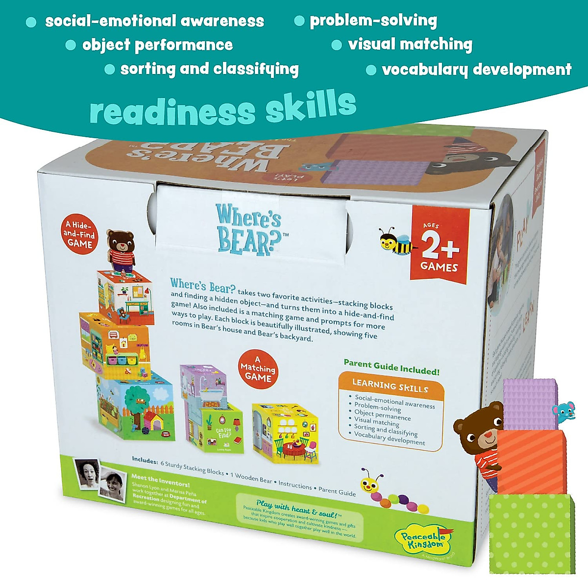 Peaceable Kingdom Where's Bear? The Hide and Find Stacking Block Game for 2 Year Olds