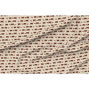 Spoonflower Fabric - Hereford Cattle Calf Farm Cow Cows Animals Sand Country Pet Portrait Printed on Petal Signature Cotton Fabric by The Yard - Sewing Quilting Apparel Crafts Decor