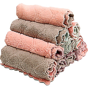 10 Pack Kitchen Cloth, Microfiber Dish Towels Washcloths, Super Absorbent Coral Velvet Dishtowels, Premium Cleaning Cloths,Non-Stick Oil Quick Dry Dish Towels, Soft Tea Towels, Table Cleaning Cloths.