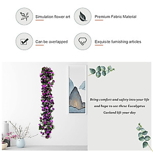 ALINREDBX 5pcs Artificial Flowers Fake Rose Vine Flowers Plants Hanging Rose Ivy for Home Hotel Wedding Party Garden Décor (Dark Purple)