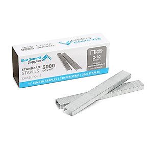 50,000 Staples, Standard 1/4 Inch Length and 210 Staples per Strip, 26/6, Jam Free Sharp Chisel Point Design, 10 Boxes of 5,000 Staples, 50,000 Staples Total, Fits Standard Staplers