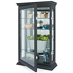 Displays2go 20" Countertop/Wall Mount Display Case, Adjustable Shelves, Locking - Black (DCC2033BK2)