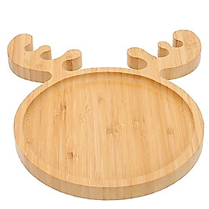 Angoily Wooden Christmas Serving Tray Reindeer Antlers Shaped Sushi Sashimi Serving Tray Appetizer Tray Snack Dessert Candy Dish for Christmas Restaurant Home